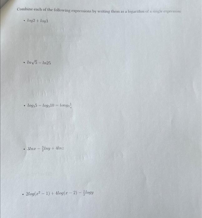 Solved Combine each of the following expressions by writing | Chegg.com