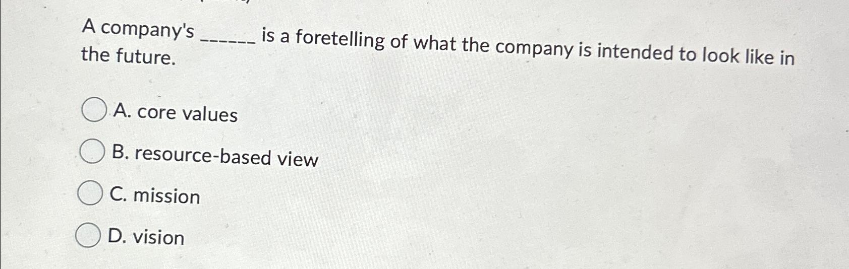 Solved A company's the future. is a foretelling of what the | Chegg.com