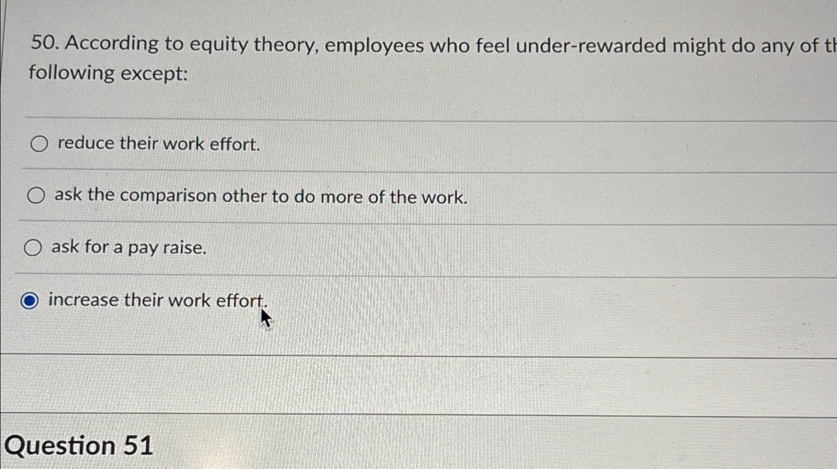 Solved According to equity theory, employees who feel | Chegg.com