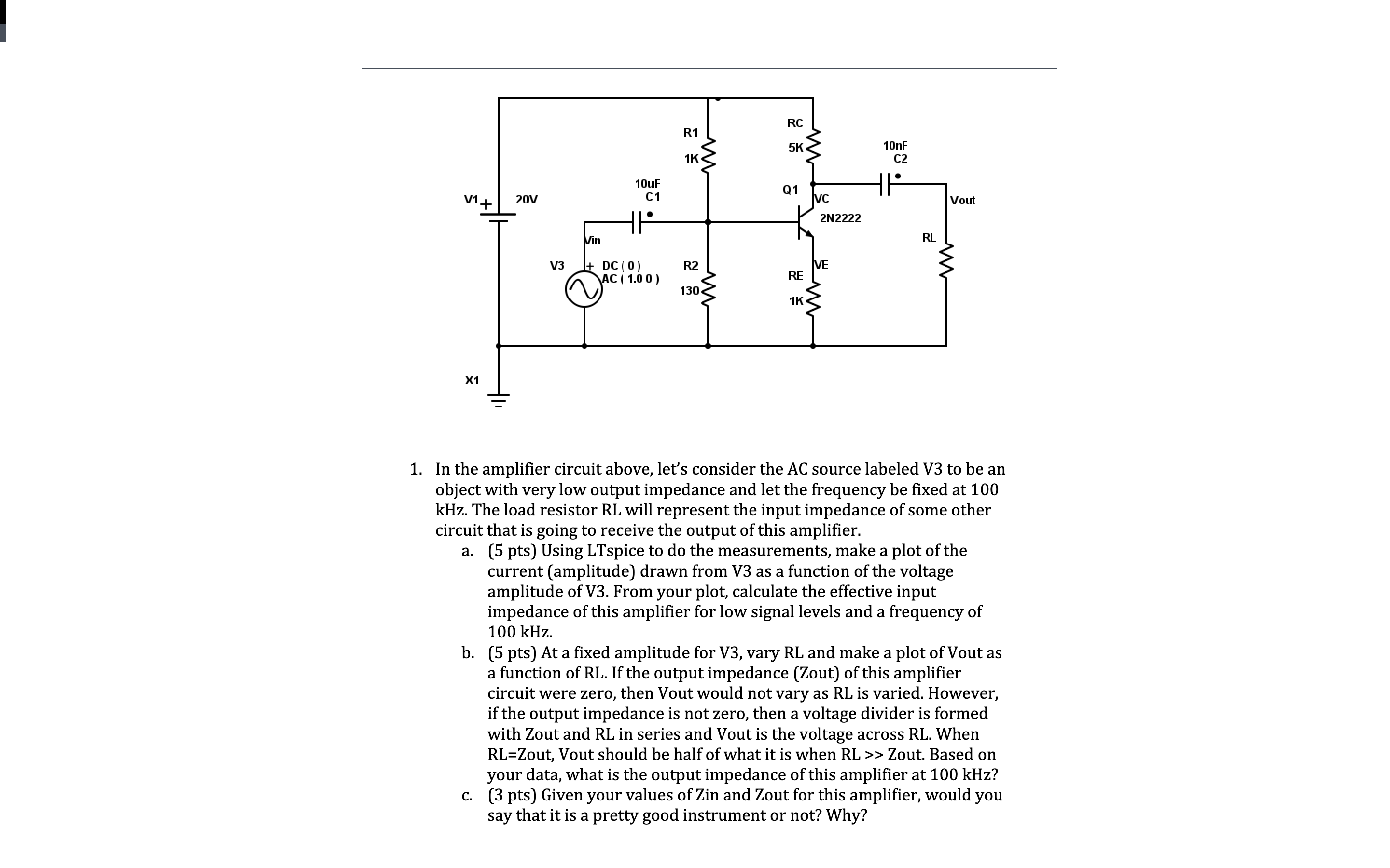 Solved 1. ﻿In the amplifier circuit above, let's consider | Chegg.com