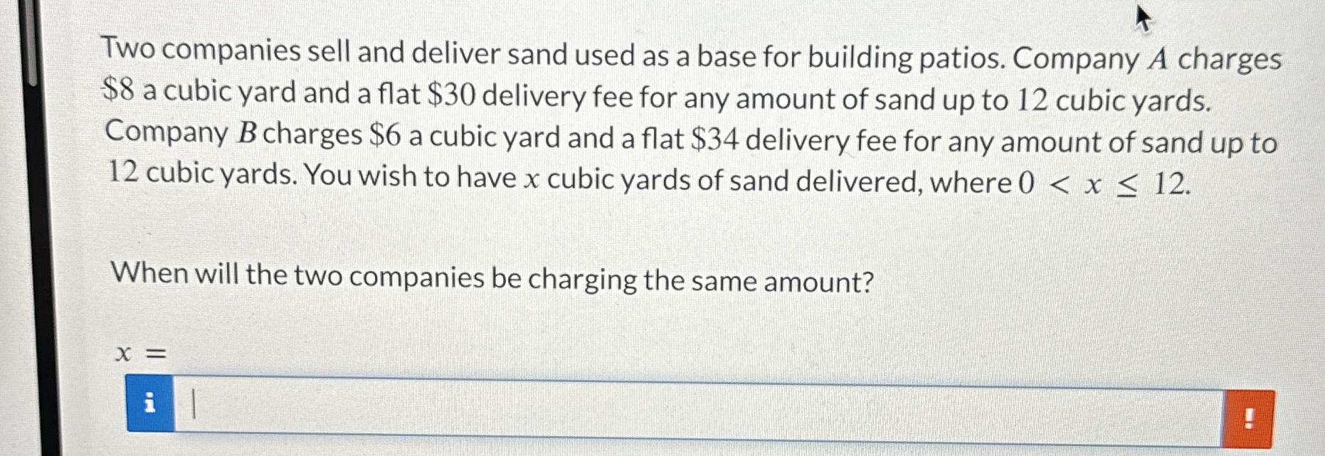 Solved Two companies sell and deliver sand used as a base | Chegg.com
