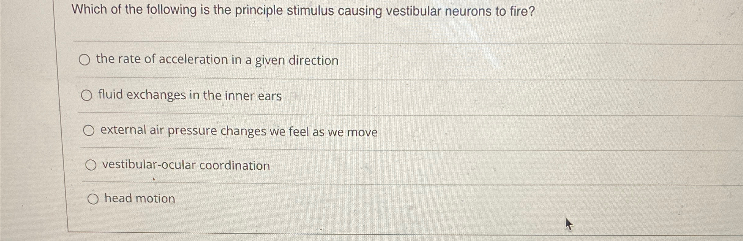 Solved Which of the following is the principle stimulus | Chegg.com