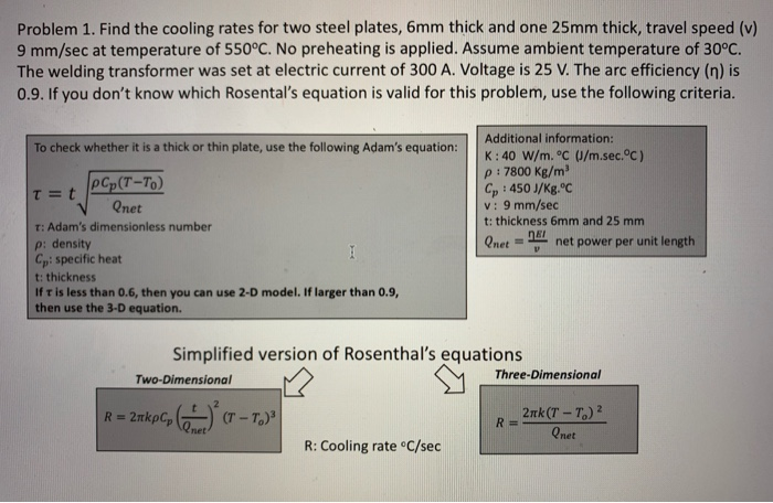 Solved Problem 1. Find the cooling rates for two steel | Chegg.com