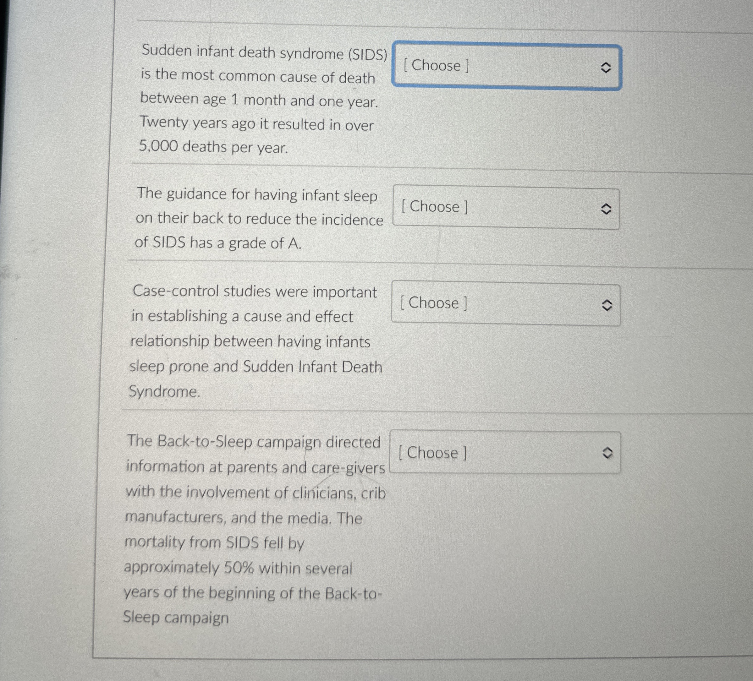 Solved Sudden infant death syndrome (SIDS)is the most common | Chegg.com