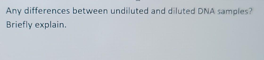 Solved Any differences between undiluted and diluted DNA | Chegg.com