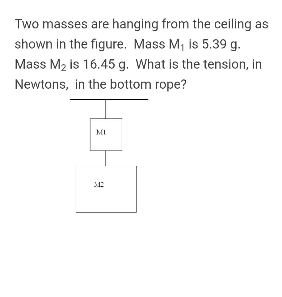 Solved Two masses are hanging from the ceiling as shown in | Chegg.com