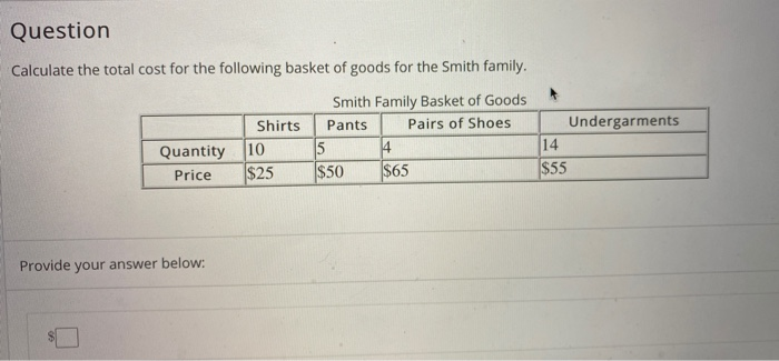 Solved Question Calculate the total cost for the following | Chegg.com