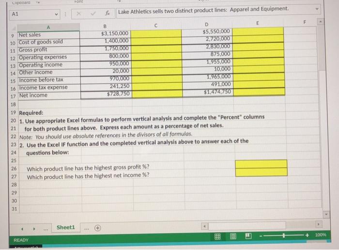 Solved 1. Use vertical analysis to compare profitability | Chegg.com