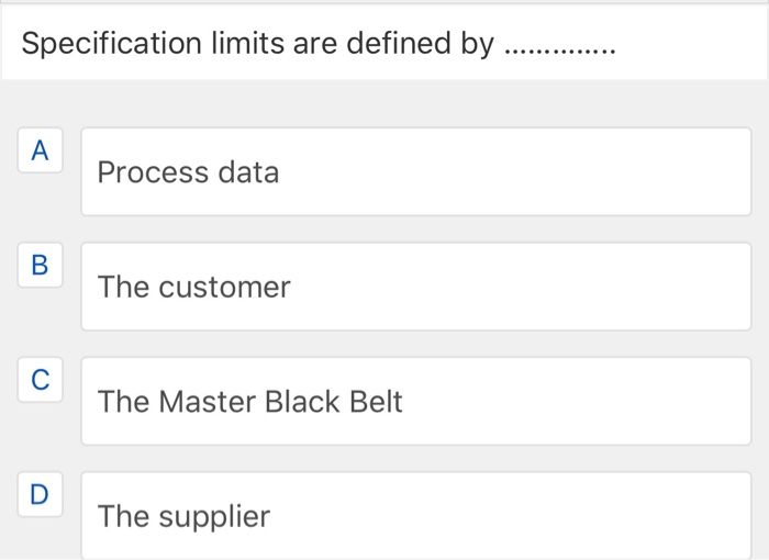 Solved Specification limits are defined by .............. | Chegg.com