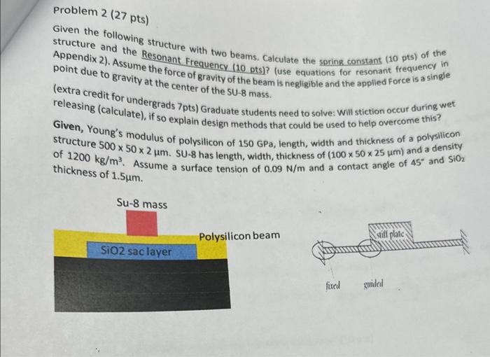 Solved Problem 2 (27 pts) Given the following structure with | Chegg.com
