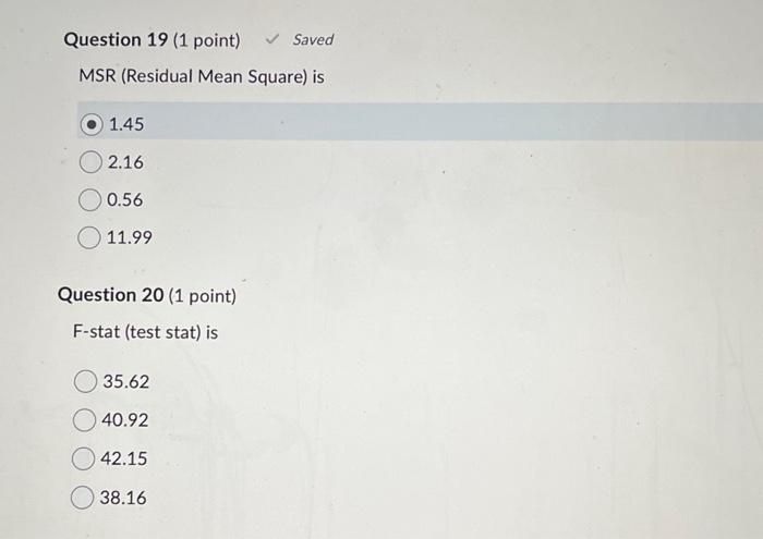 Solved Part of the computer output of a least-squares | Chegg.com