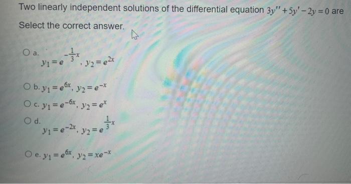 Solved Two linearly independent solutions of the | Chegg.com