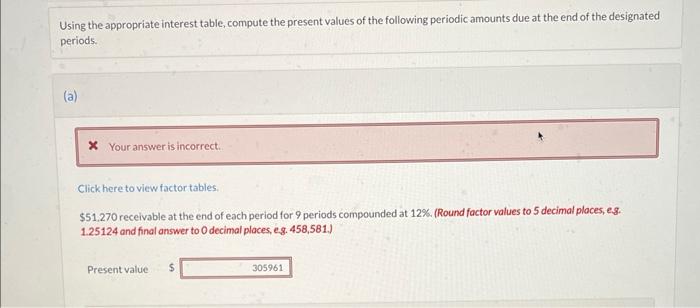 Solved Using the appropriate interest table, compute the | Chegg.com