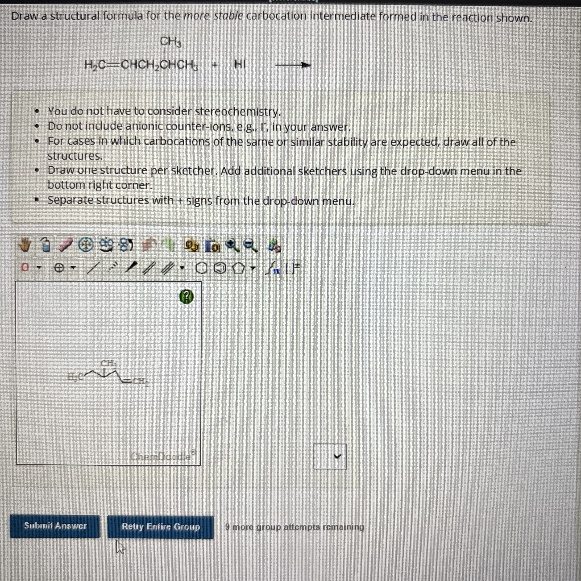 Solved Draw a structural formula for the more stable | Chegg.com