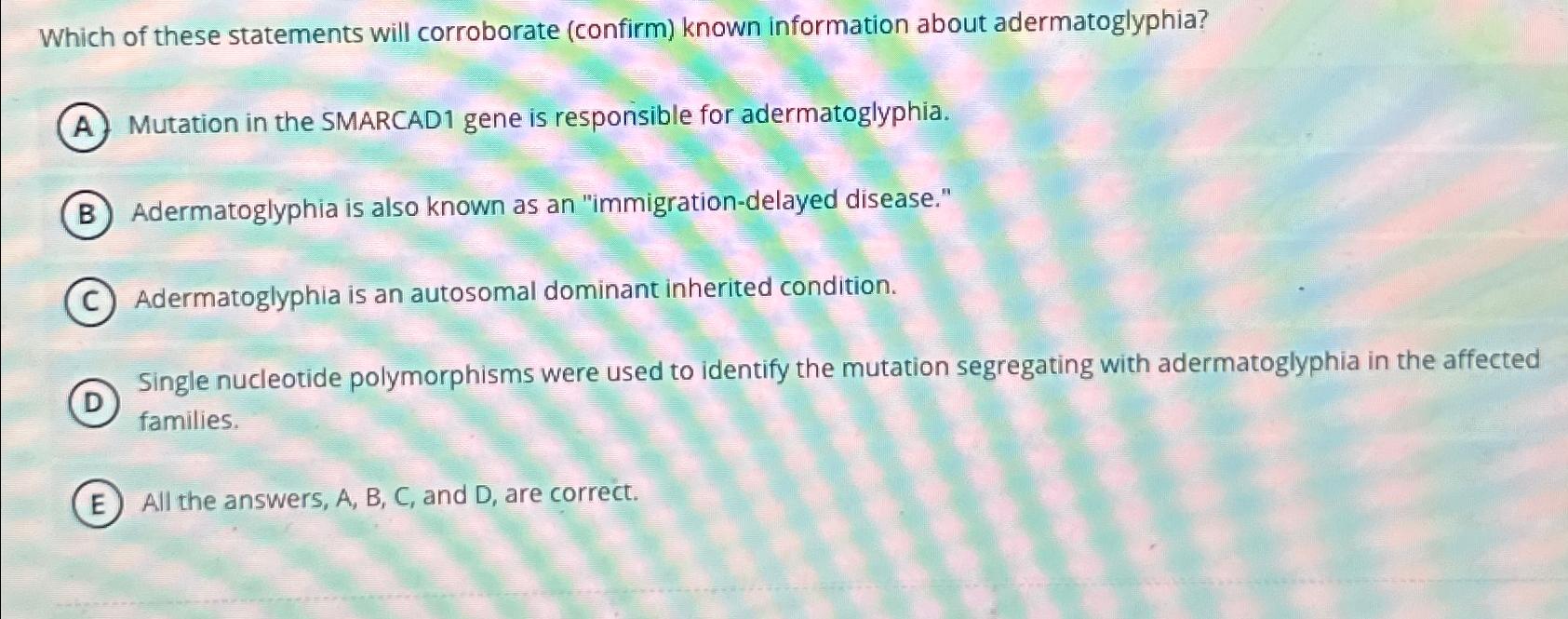 Solved Which of these statements will corroborate (confirm) | Chegg.com