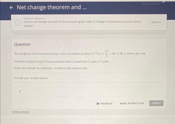 Solved CURRENT OBJECTIVE Use the net change theorem to find | Chegg.com