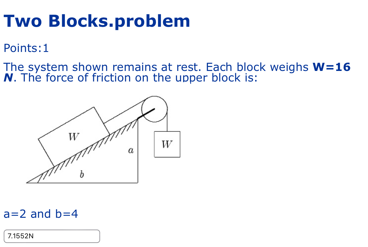 Solved Two Blocks.problemPoints:1The system shown remains at | Chegg.com