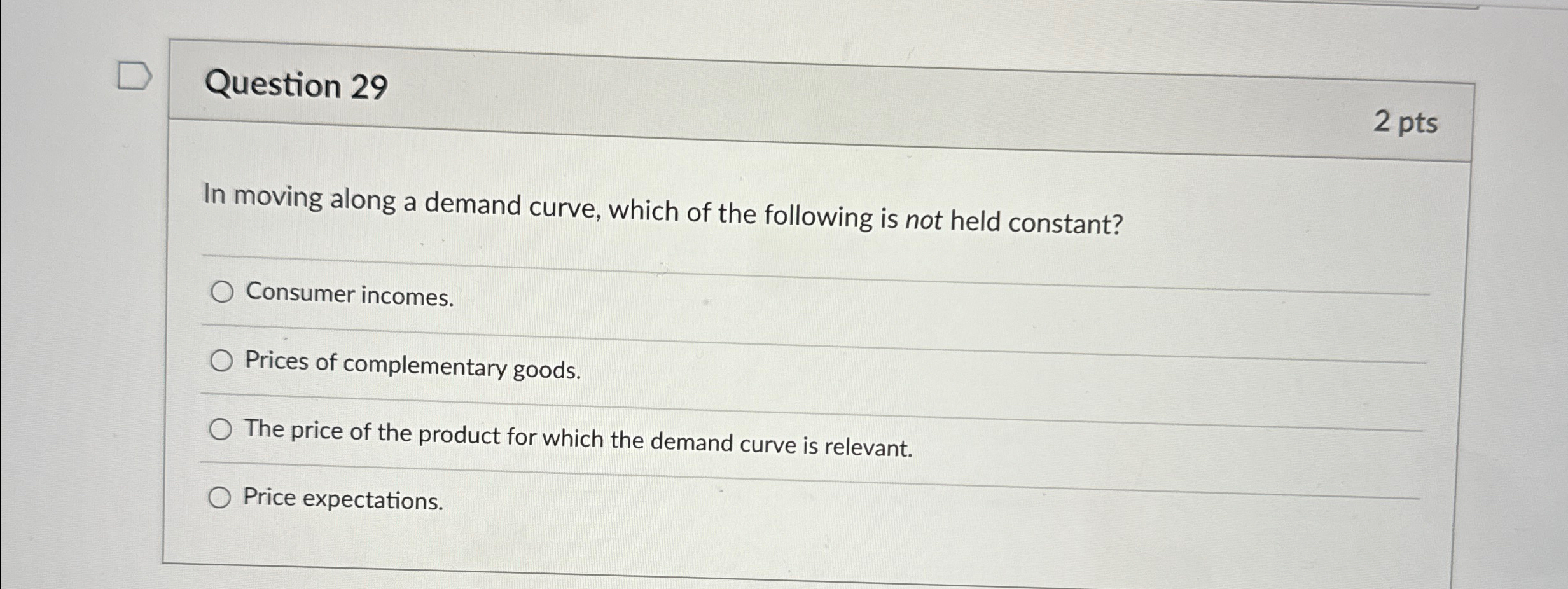 Solved Question 292 ﻿ptsIn moving along a demand curve, | Chegg.com