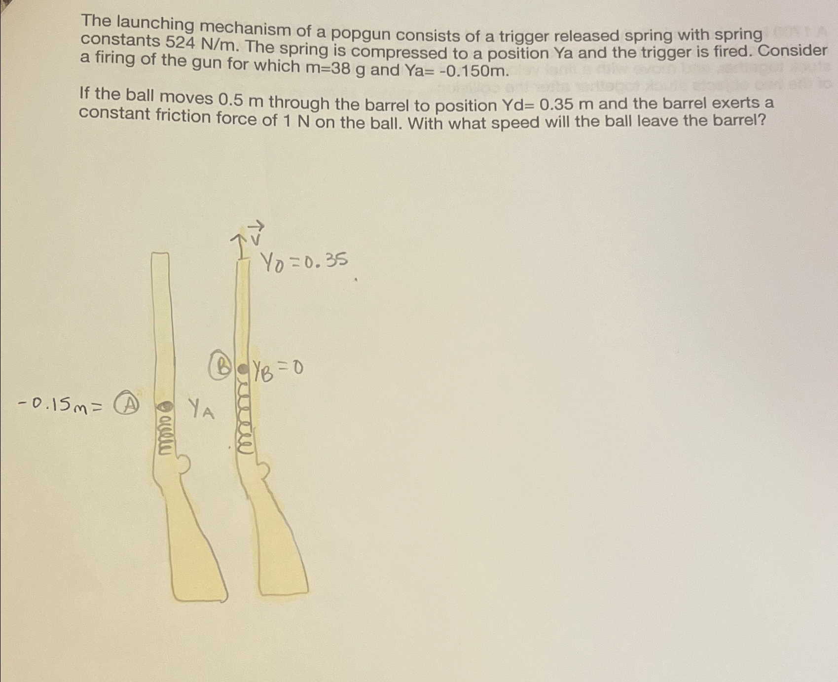 Solved The launching mechanism of a popgun consists of a | Chegg.com