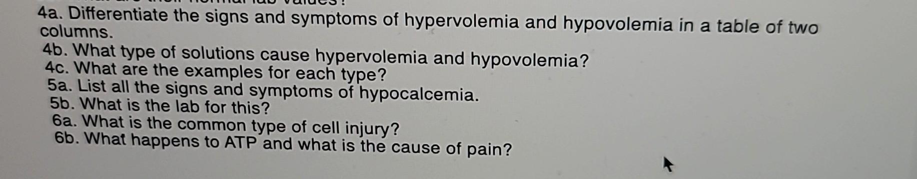 Solved 4a. Differentiate the signs and symptoms of | Chegg.com