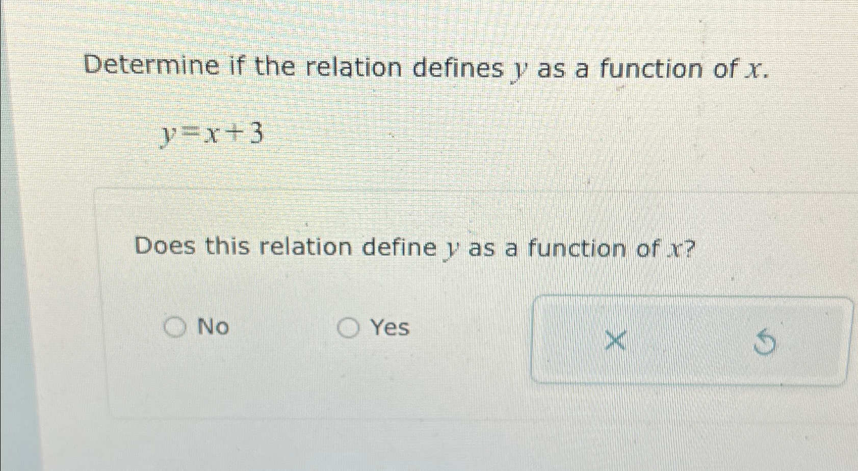 Solved Determine if the relation defines y ﻿as a function of | Chegg.com
