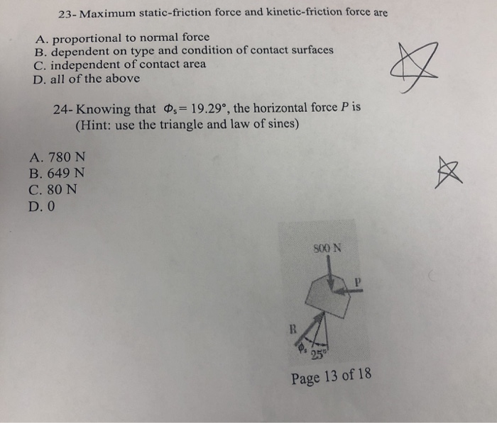 Solved 23- Maximum static-friction force and | Chegg.com