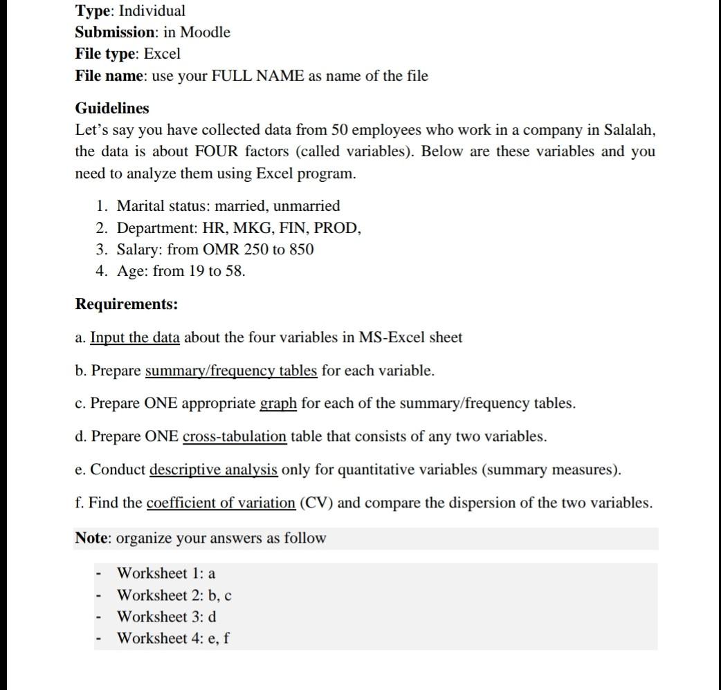 Solved Type: Individual Submission: in Moodle File type: | Chegg.com