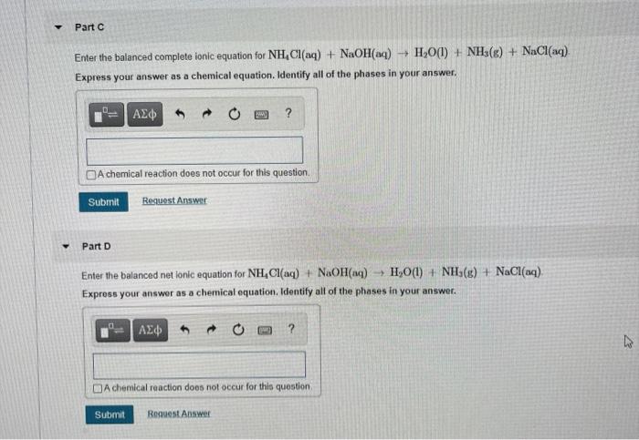 Solved Part A Enter the balanced complete ionic equation for | Chegg.com