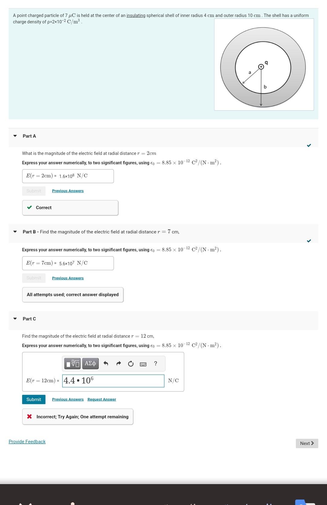 Solved A point charged particle of 7μC is held at the center | Chegg.com