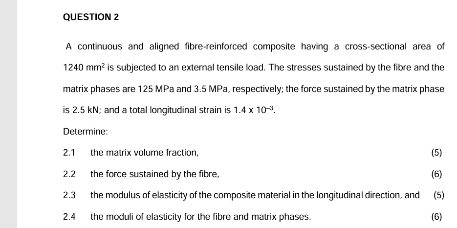 Solved QUESTION 2A continuous and aligned fibre-reinforced | Chegg.com