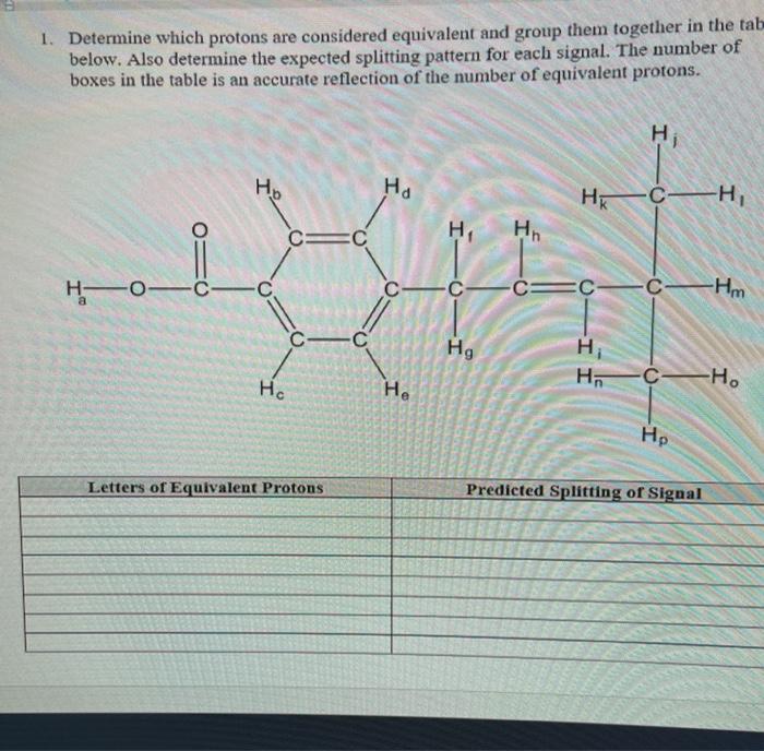 Solved 1. Determine which protons are considered equivalent | Chegg.com