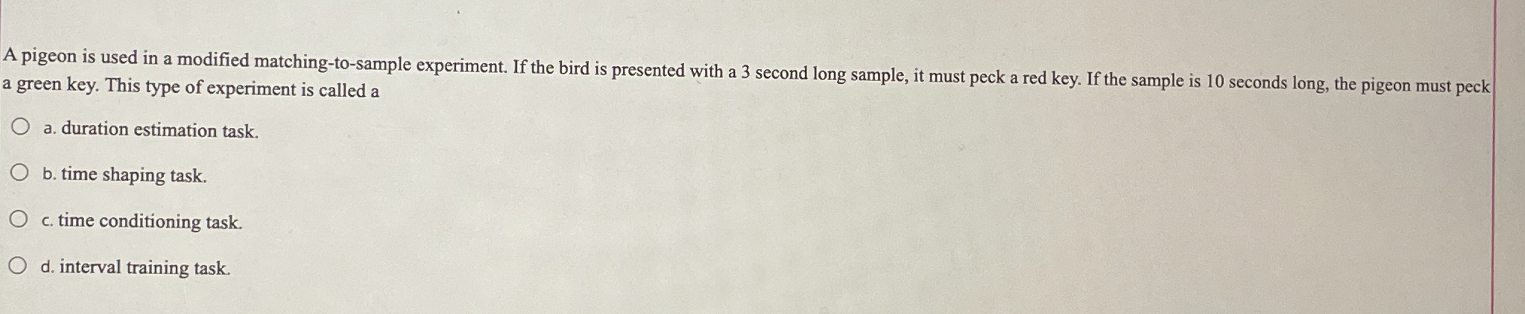 Solved A pigeon is used in a modified matching-to-sample | Chegg.com