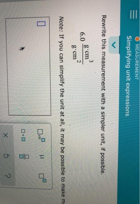 Solved MEASUREMENT Simplifying unit expressions Rewrite this | Chegg.com