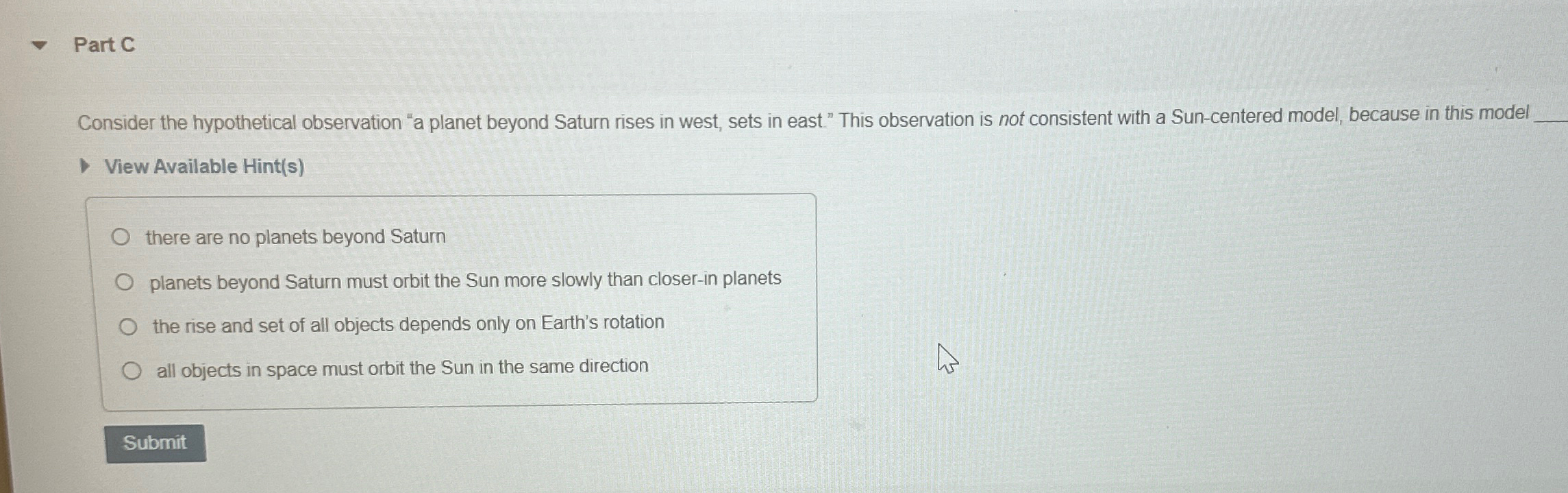 Solved Part CConsider the hypothetical observation "a planet | Chegg.com