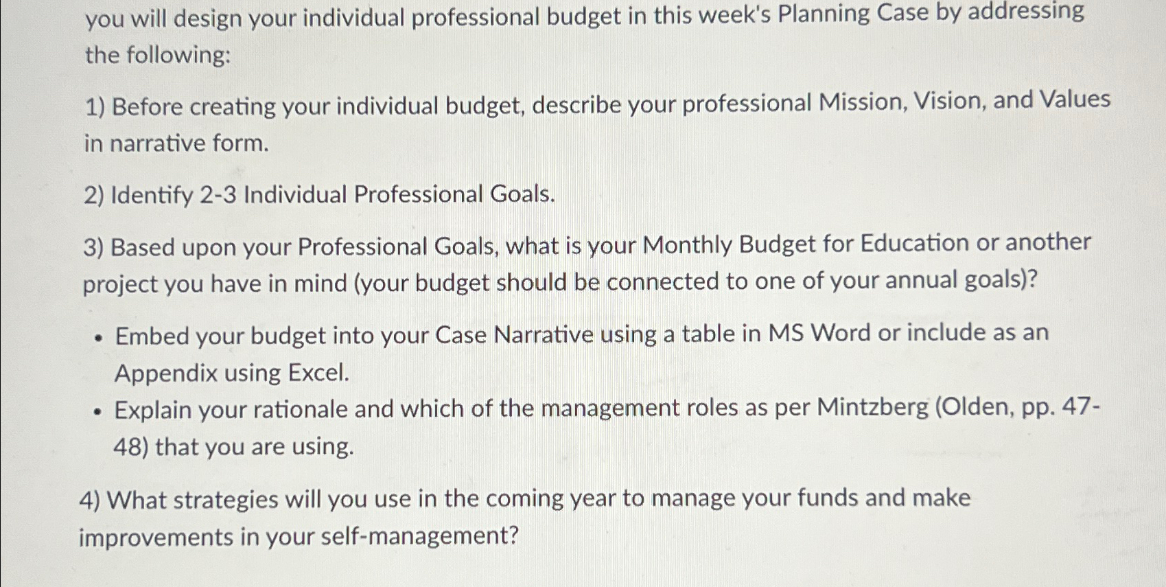 Solved you will design your individual professional budget | Chegg.com