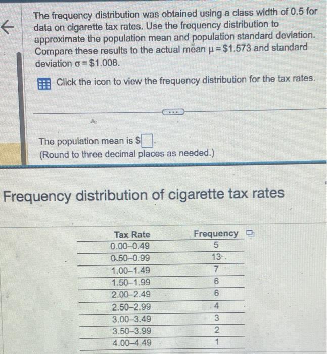 Solved The frequency distribution was obtained using a class | Chegg.com