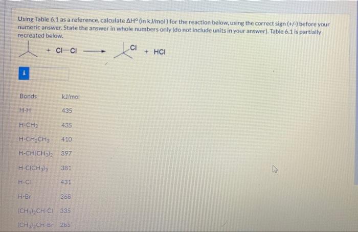 Solved Using Table 6.1 as a reference calculate AH (in | Chegg.com
