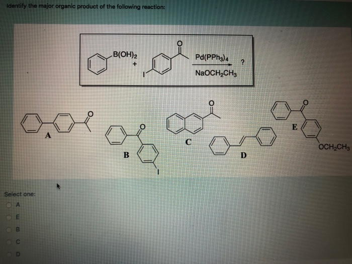 Solved Identify the major organic product of the following | Chegg.com