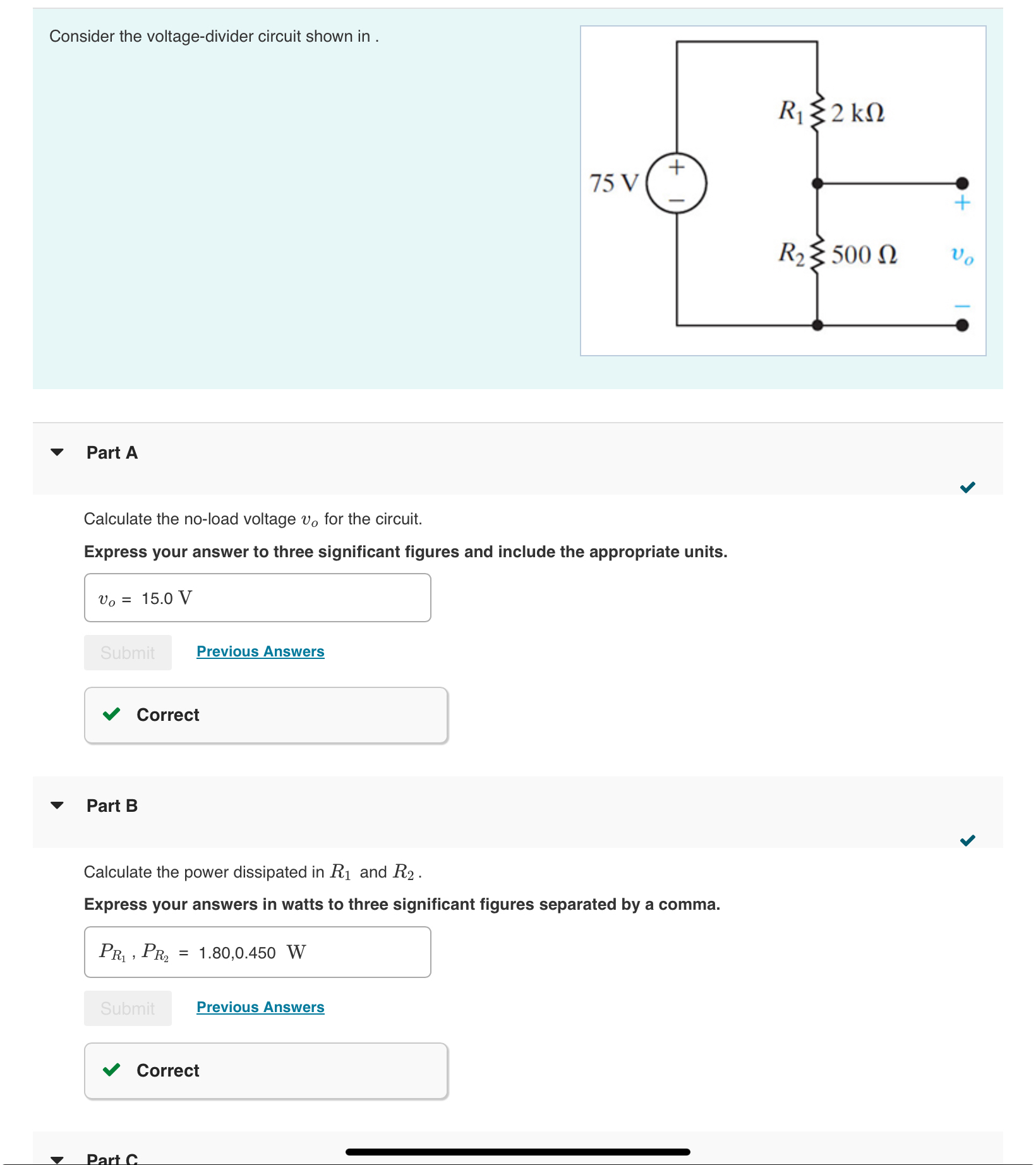Solved Consider the voltage-divider circuit shown in . Part | Chegg.com