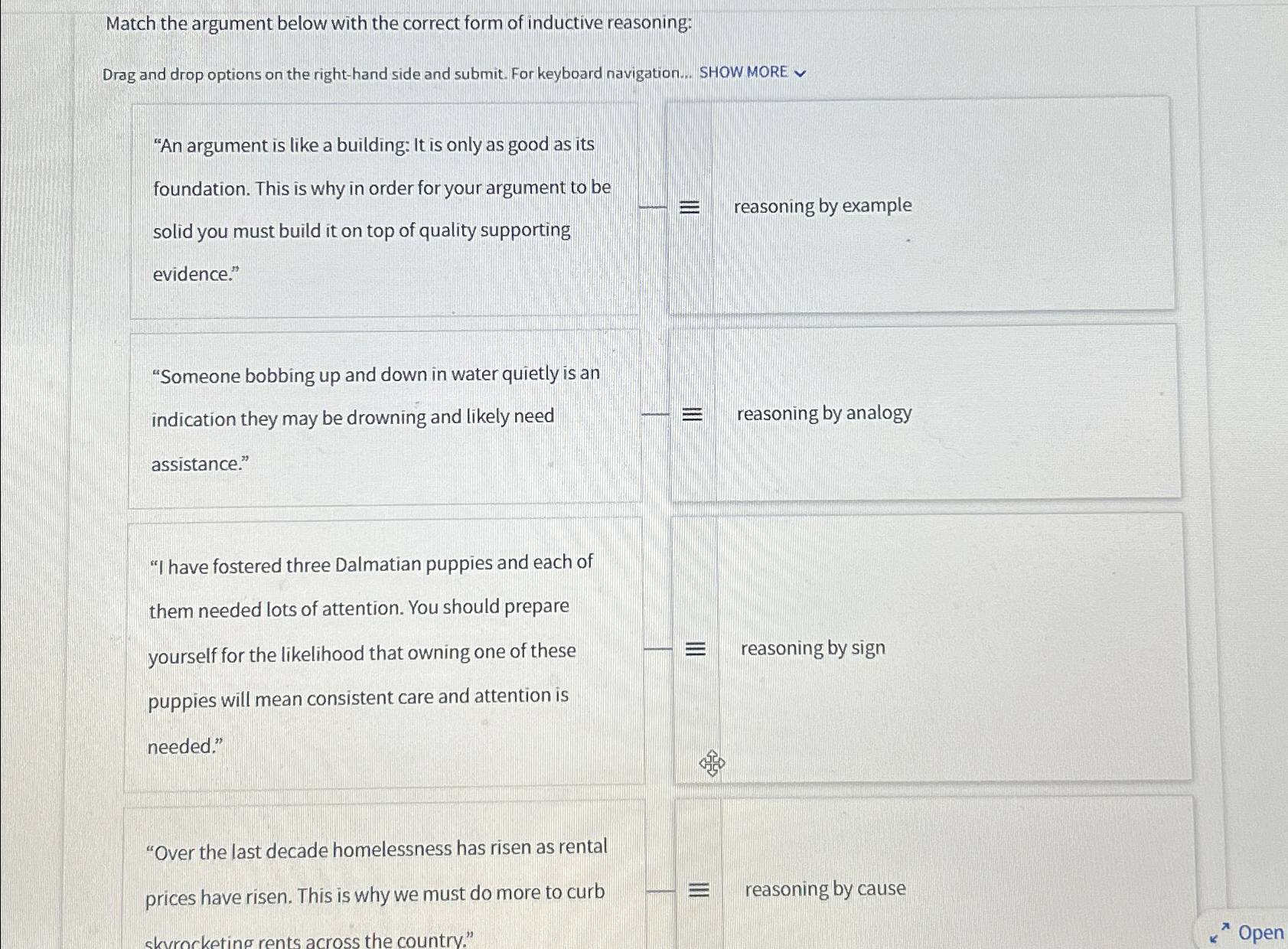 Solved Match the argument below with the correct form of | Chegg.com