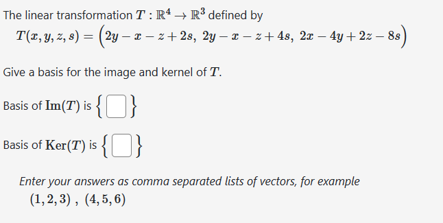 Solved The linear transformation T:R4→R3 ﻿defined | Chegg.com