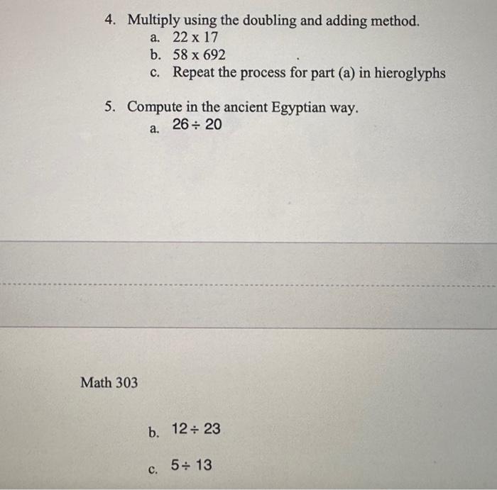 Solved 4. Multiply using the doubling and adding method. a. | Chegg.com