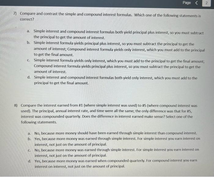 Solved Simple and Compound Interest Simple Interest Formula: | Chegg.com