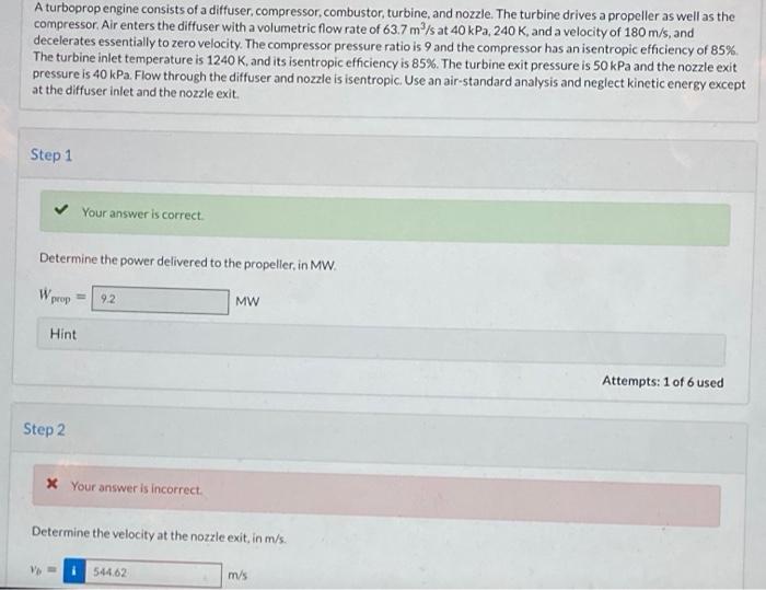 Solved A turboprop engine consists of a diffuser, | Chegg.com
