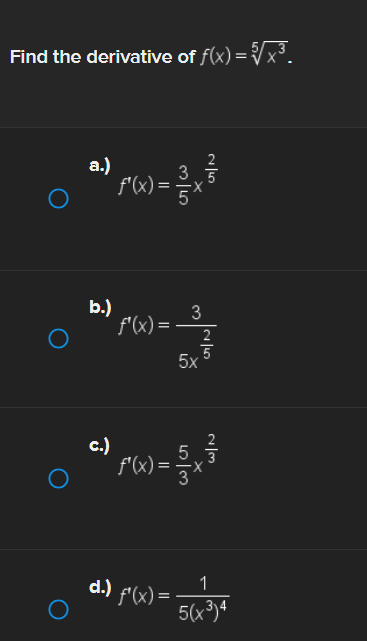 Solved Find the derivative of | Chegg.com