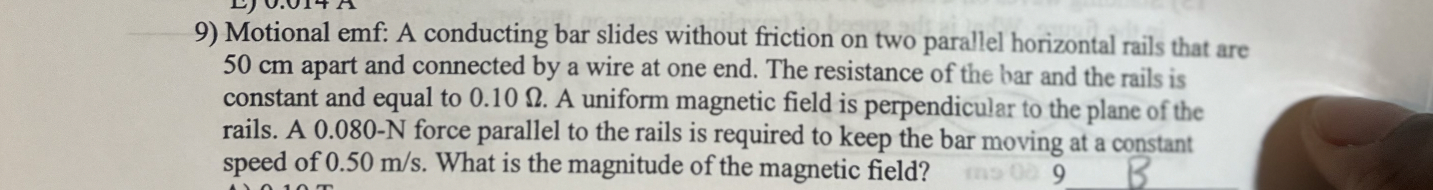 Solved Motional emf: A conducting bar slides without | Chegg.com