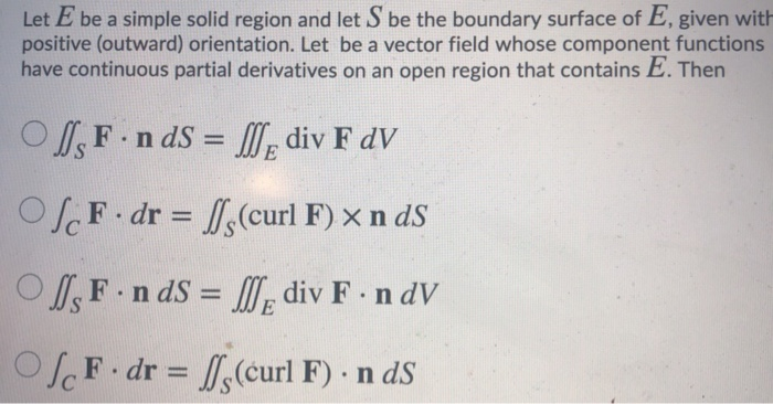 Solved Let E be a simple solid region and let S be the | Chegg.com