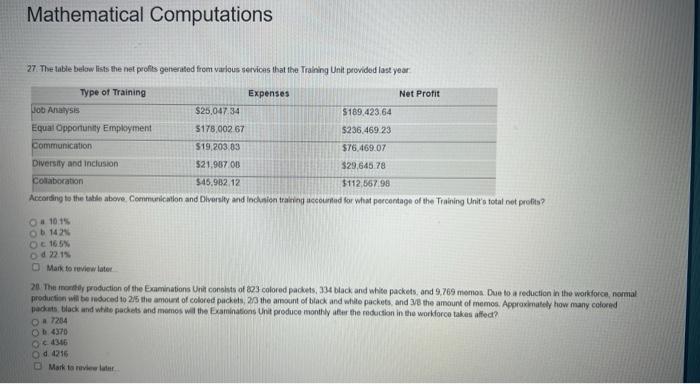 Mathematical Computations 27. The lable below lists | Chegg.com