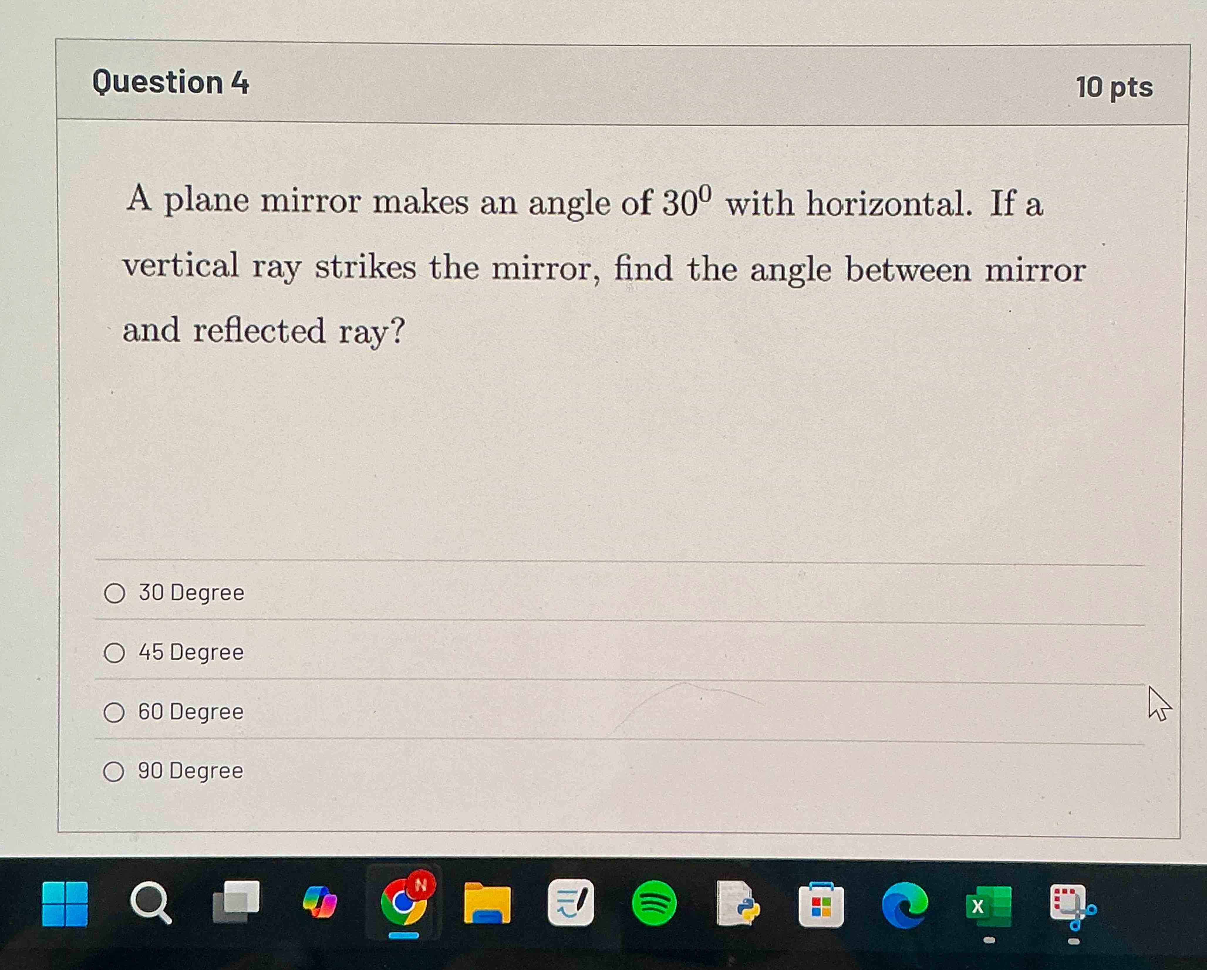 Solved Question 4A plane mirror makes an angle of | Chegg.com