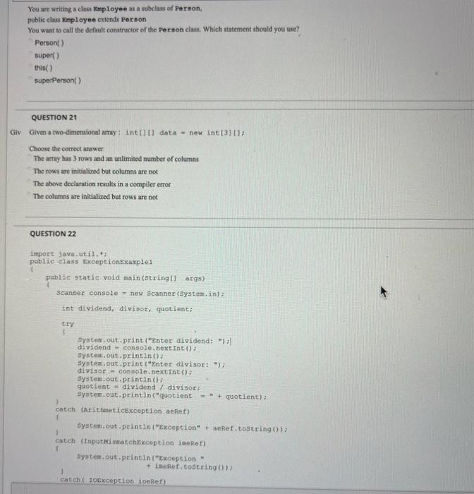 Solved In the Quiz class, the foo method has the following | Chegg.com